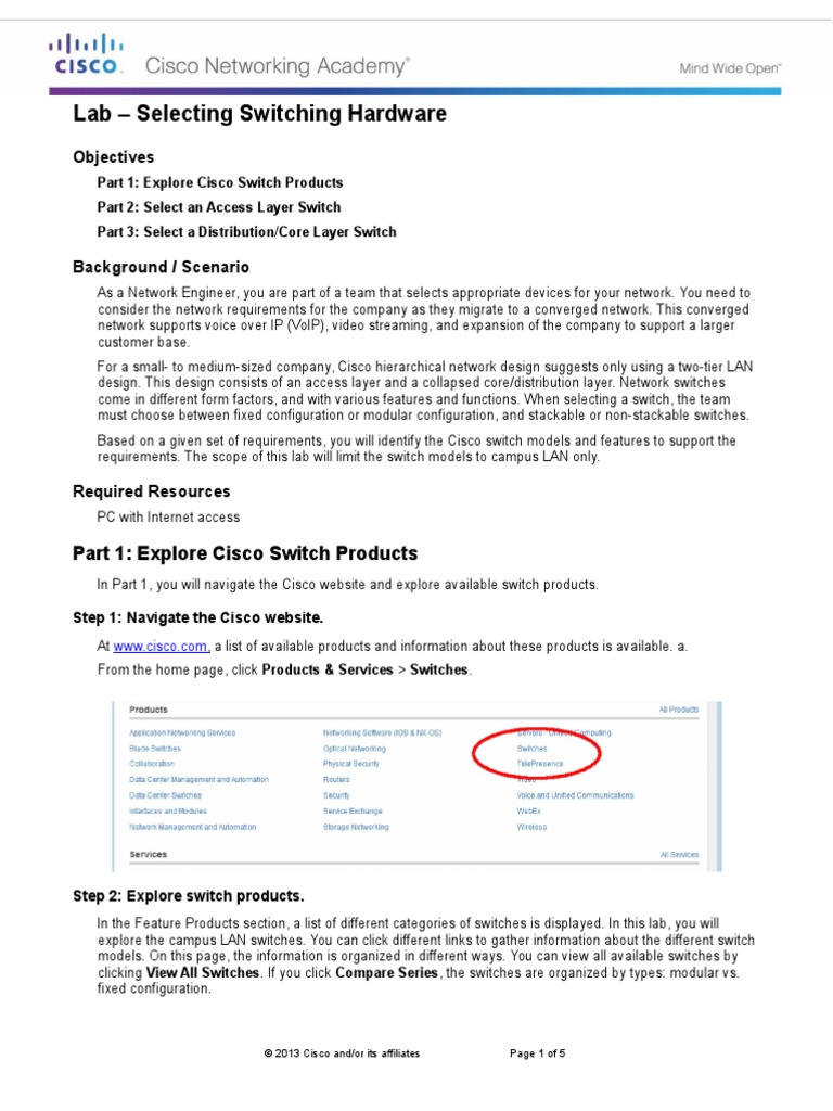 1.2.1.8 Lab - Selecting Switching Hardware | PDF | Network Switch ...