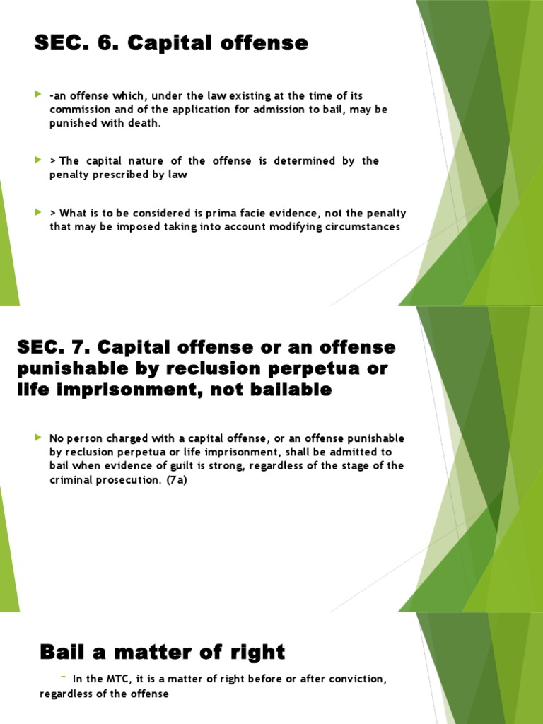 SEC. 6-10 Capital offense, bail, and corporate surety | PDF