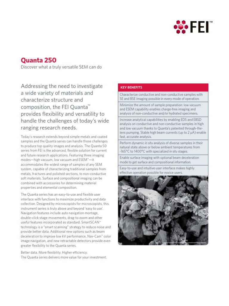 Quanta 250 Datasheet | PDF | Scanning Electron Microscope | Applied And ...