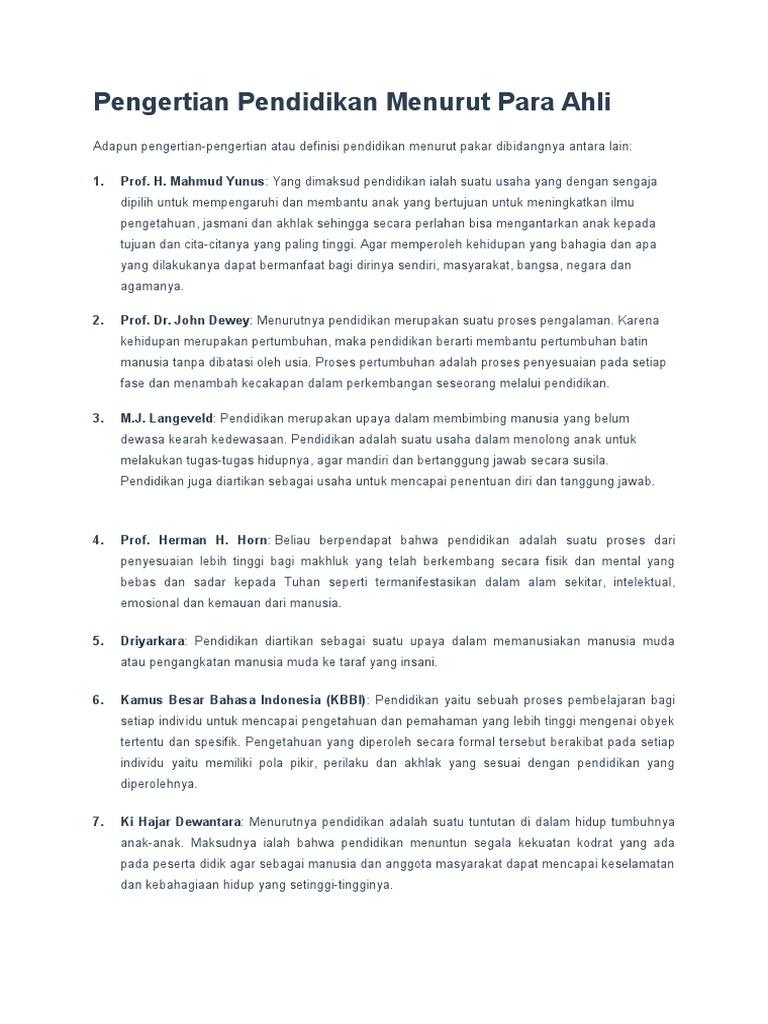 Pengertian Pendidikan Menurut para Ahli | PDF
