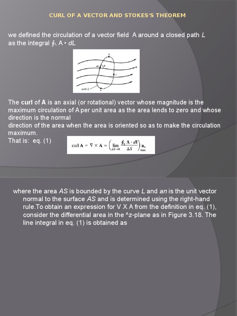 Curl of A Vector and Stokes's Theorem | PDF | Teaching Methods ...