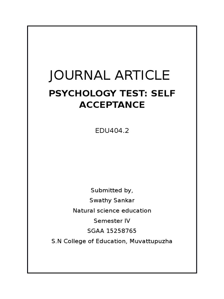 Self Acceptance | PDF | Questionnaire | Survey Methodology