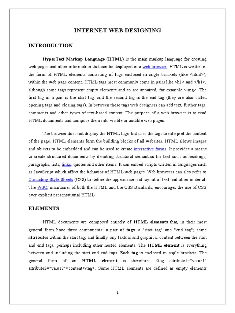 Internet Wtdeb Designing | PDF | Html | Html Element