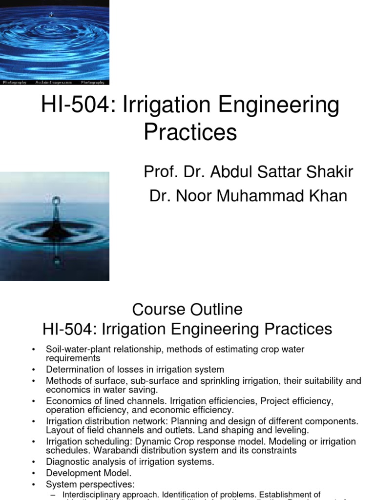 Irrigation Engineering Course Guide | PDF | Water Resources | Irrigation