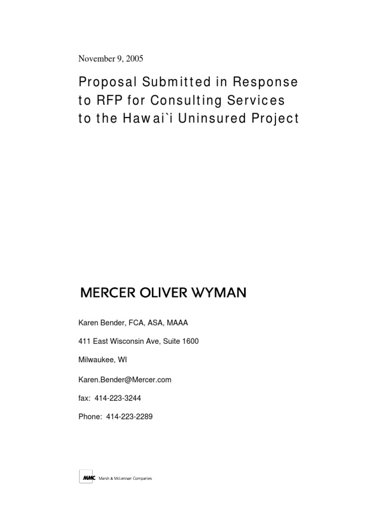 Mercer Proposal PDF | PDF | Insurance | Managed Care