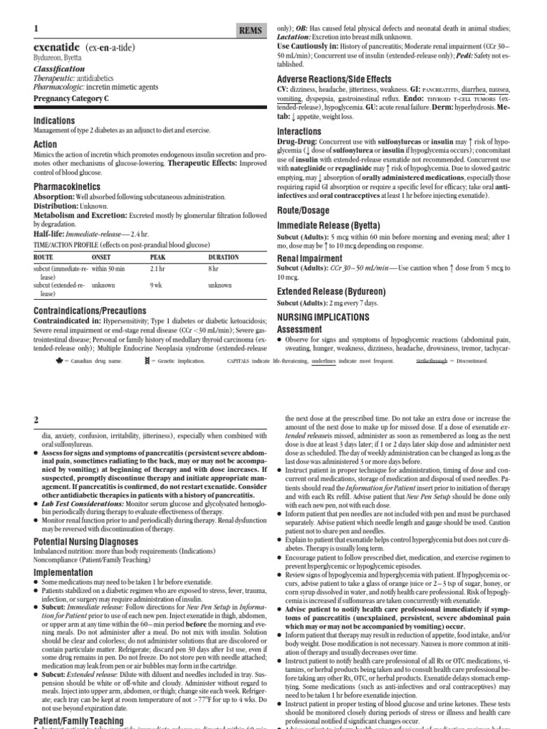 exenatide.pdf | Hypoglycemia | Medical Treatments