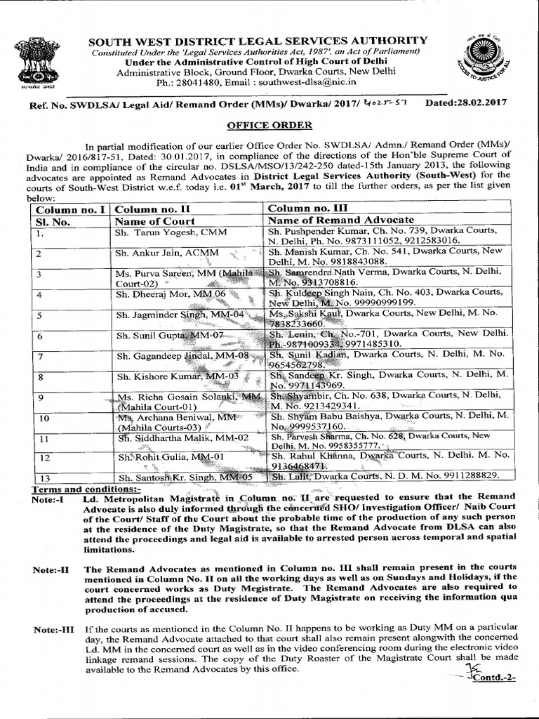 Remand Duty Office Order | PDF | Advocate | Practice Of Law