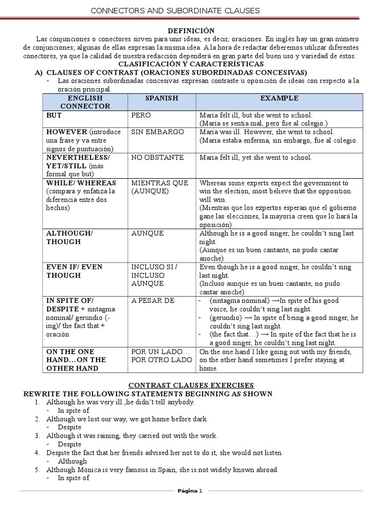 Connectors and Subordinate Clauses | PDF