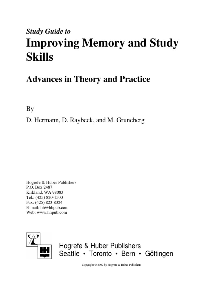 Improving Memory and Study Skills: Advances in Theory and Practice ...
