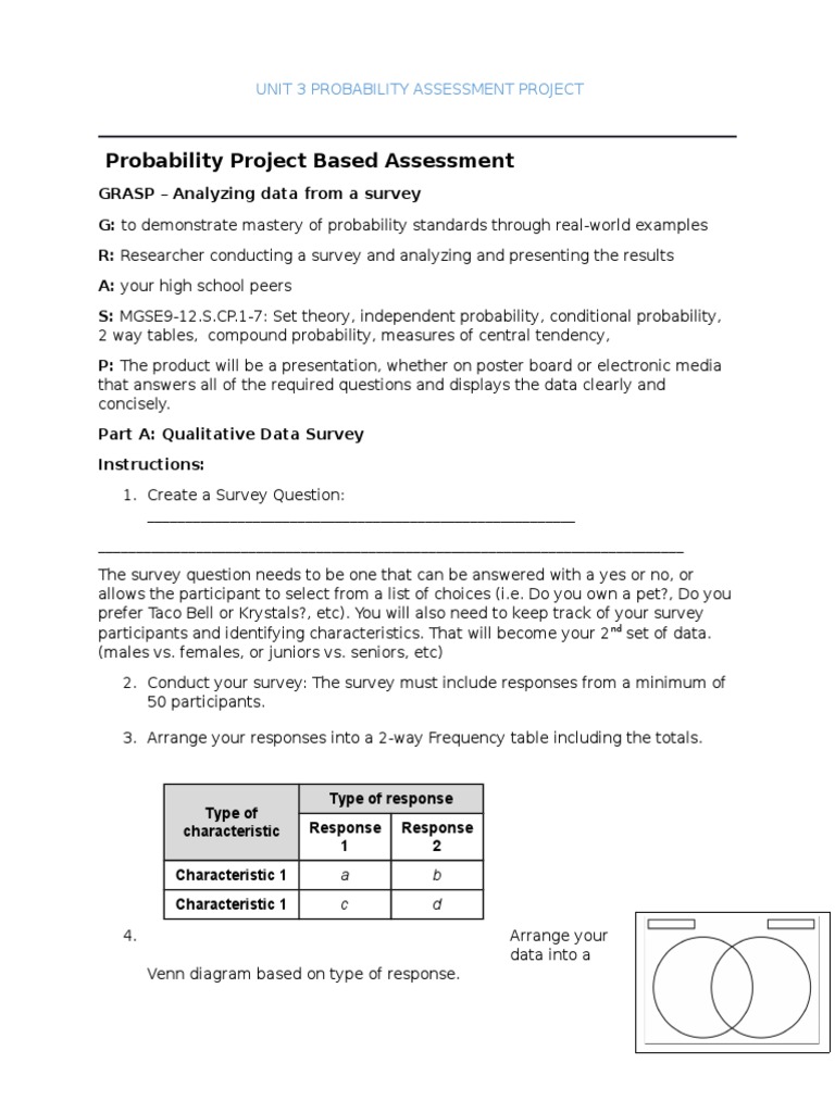 Probability Project Based Assessment Updated | PDF | Survey Methodology ...