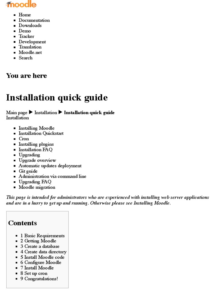 Installation Quick Guide - MoodleDocs | Download Free PDF | Moodle | Web Server
