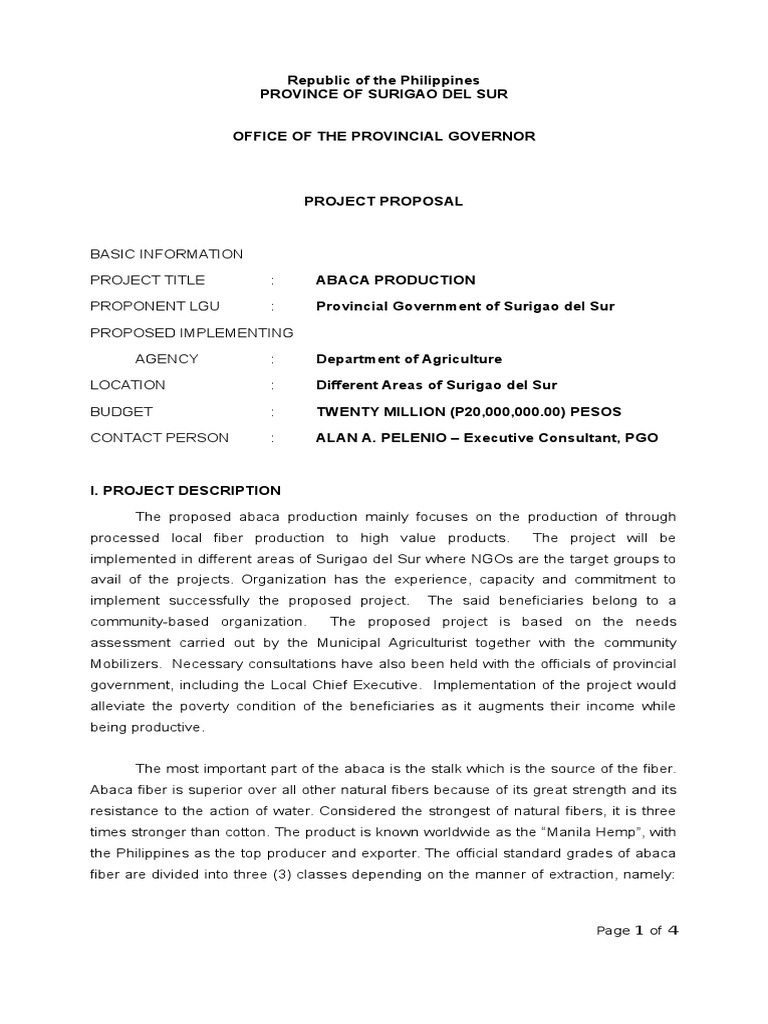 Abaca Production Project Proposal | PDF | Sustainable Agriculture ...