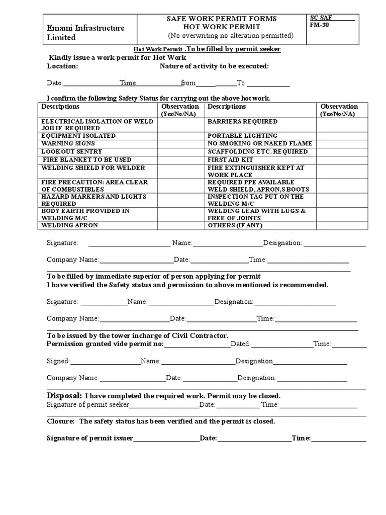 Hot Work Permit | PDF