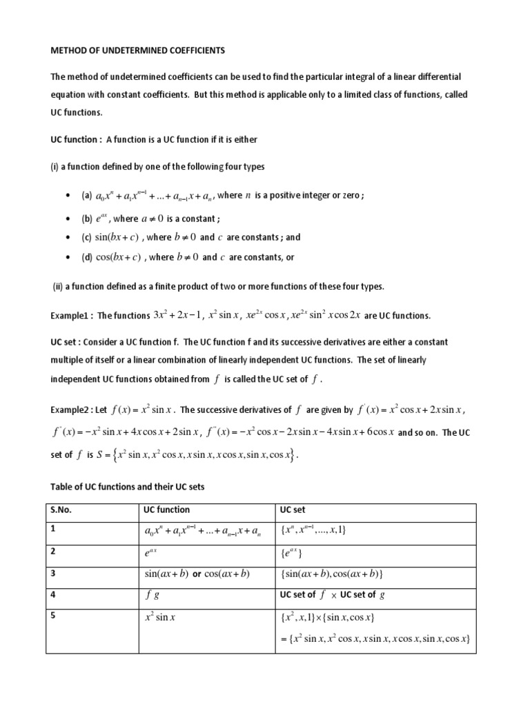 Particular Integral UCmethod | PDF | Trigonometric Functions | Equations