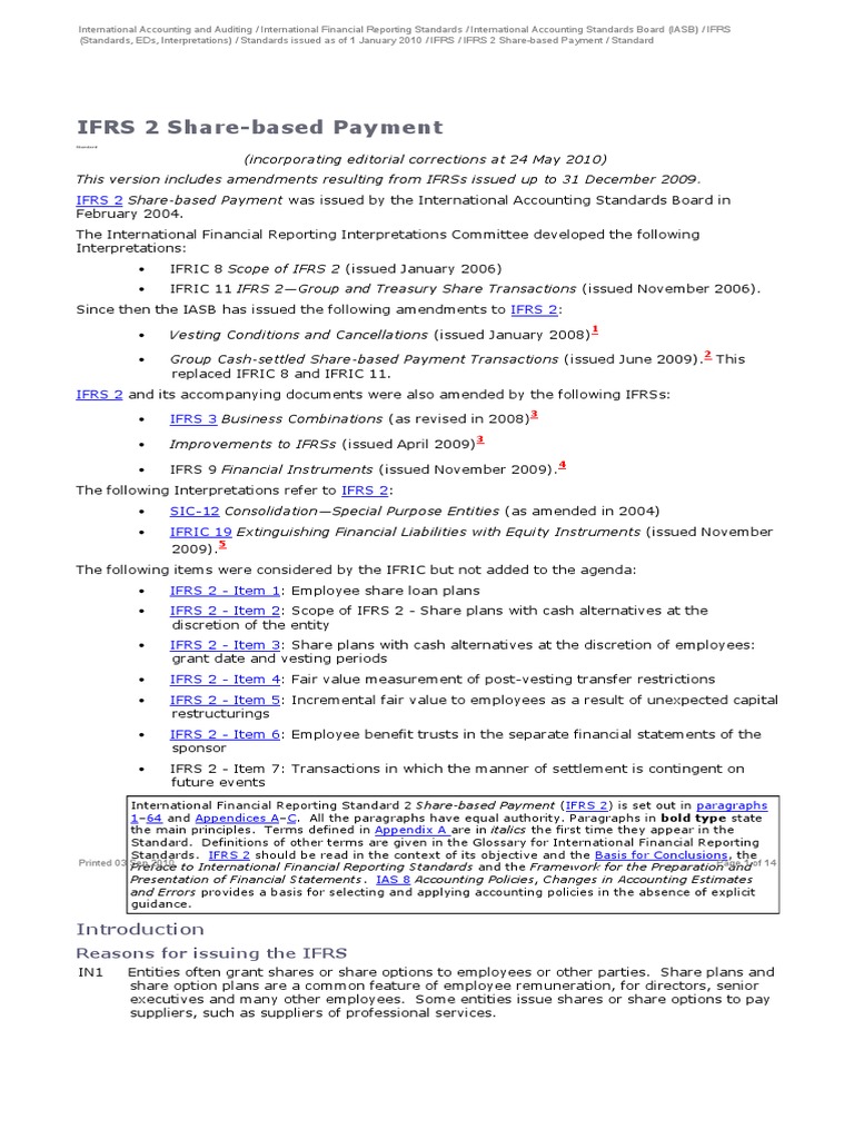 IFRS 2 Share-based Payment | Vesting | International Financial ...