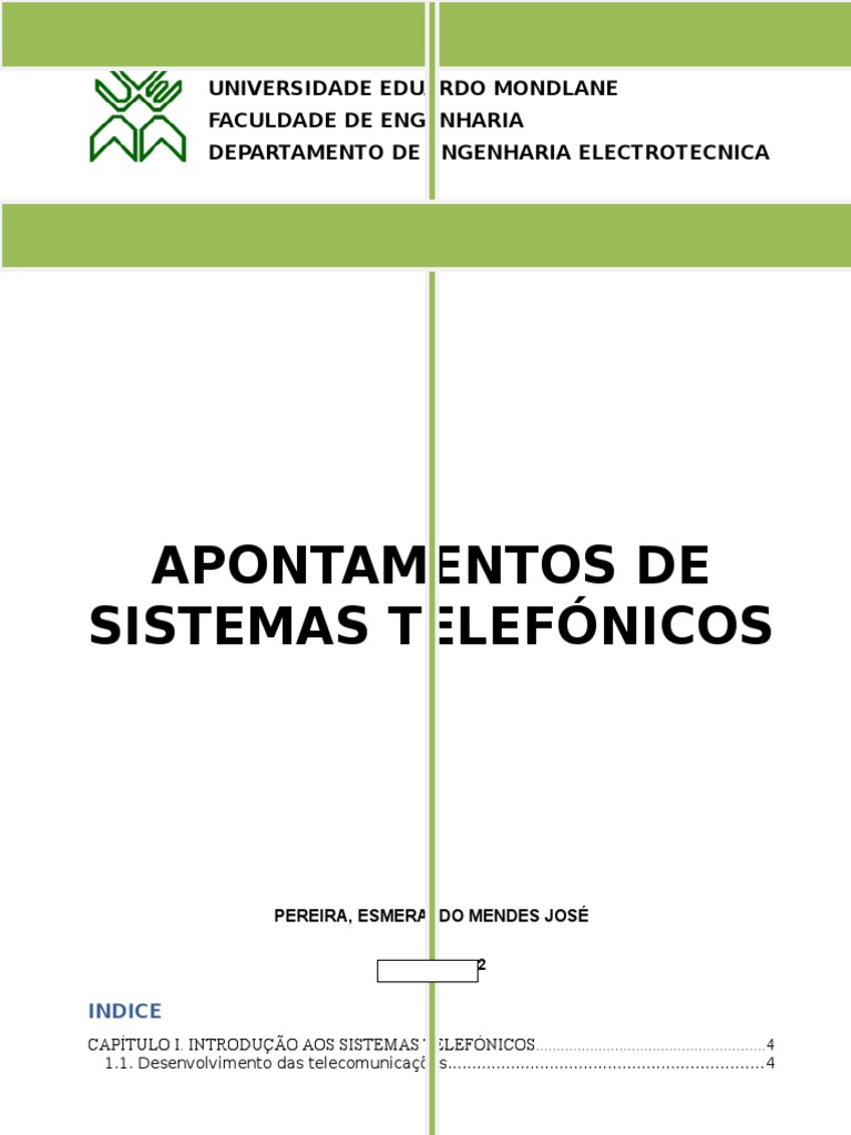 Apontamentos de Sistemas Telefonicos 1 | PDF | Modelo OSI | Rede pública de telefonia comutada ...