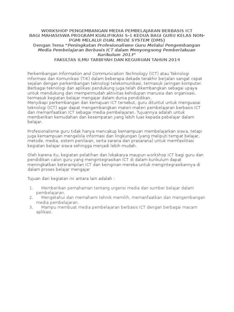 Workshop Pengembangan Media Pembelajaran Berbasis Ict | PDF