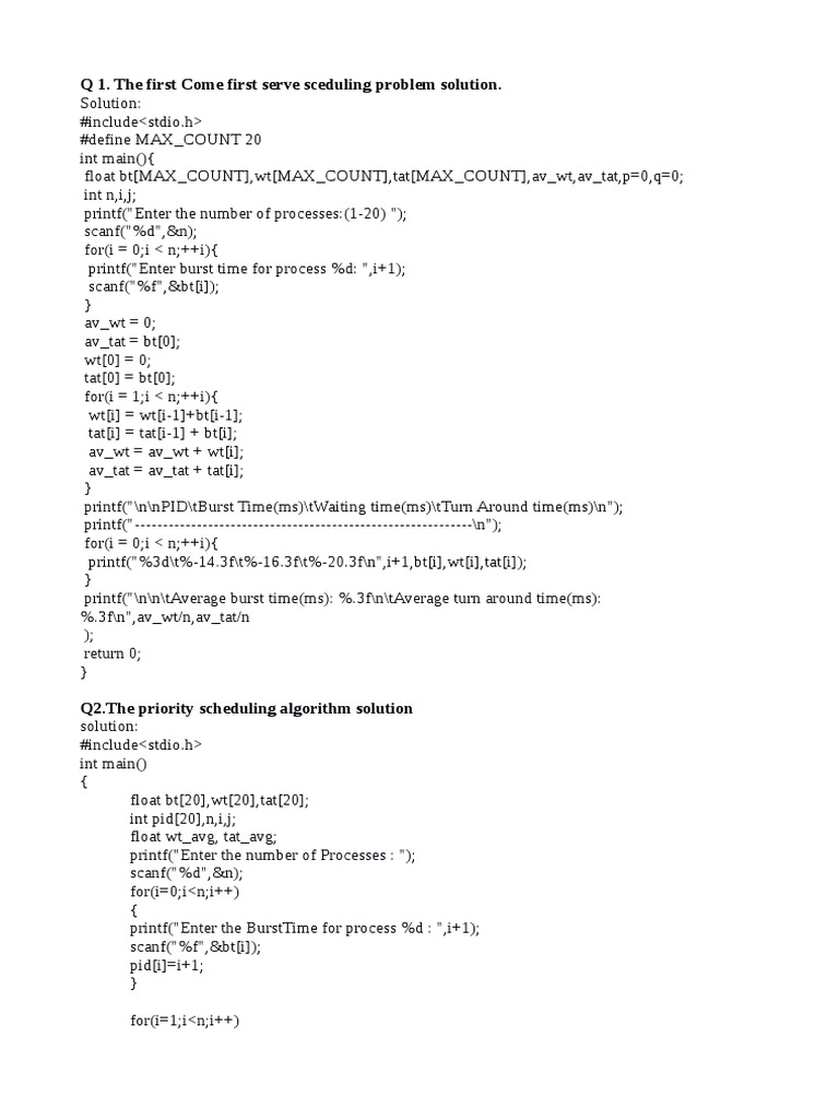 Process Scheduling Algorithms | PDF | Scheduling (Computing) | System ...