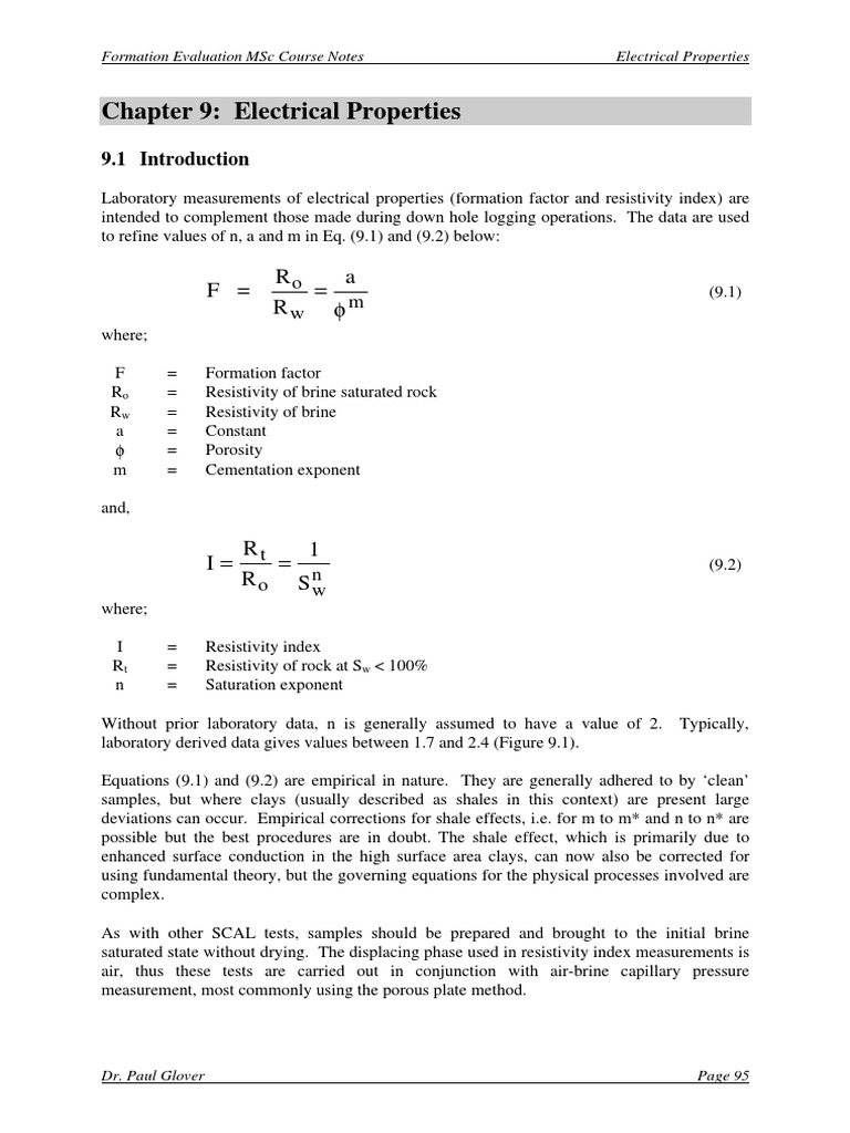 Chapter 9: Electrical Properties: F R R A | PDF | Porosity | Applied ...