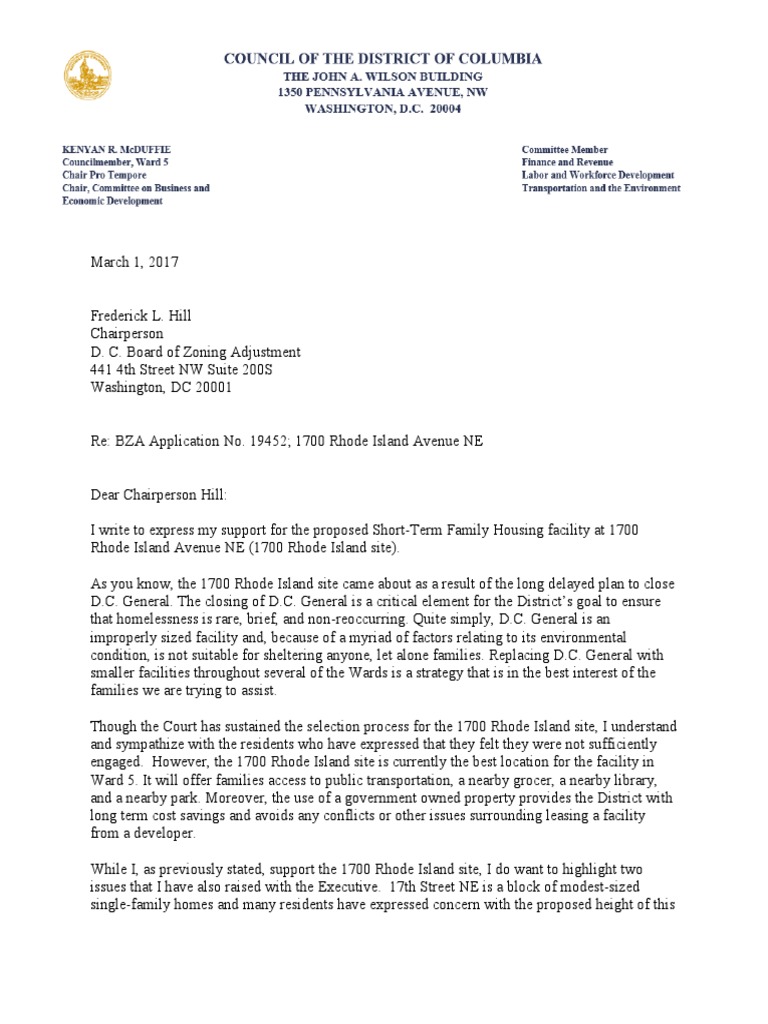 2017-Mar-1 BZA Letter RIA Shelter | PDF | Rhode Island | Washington