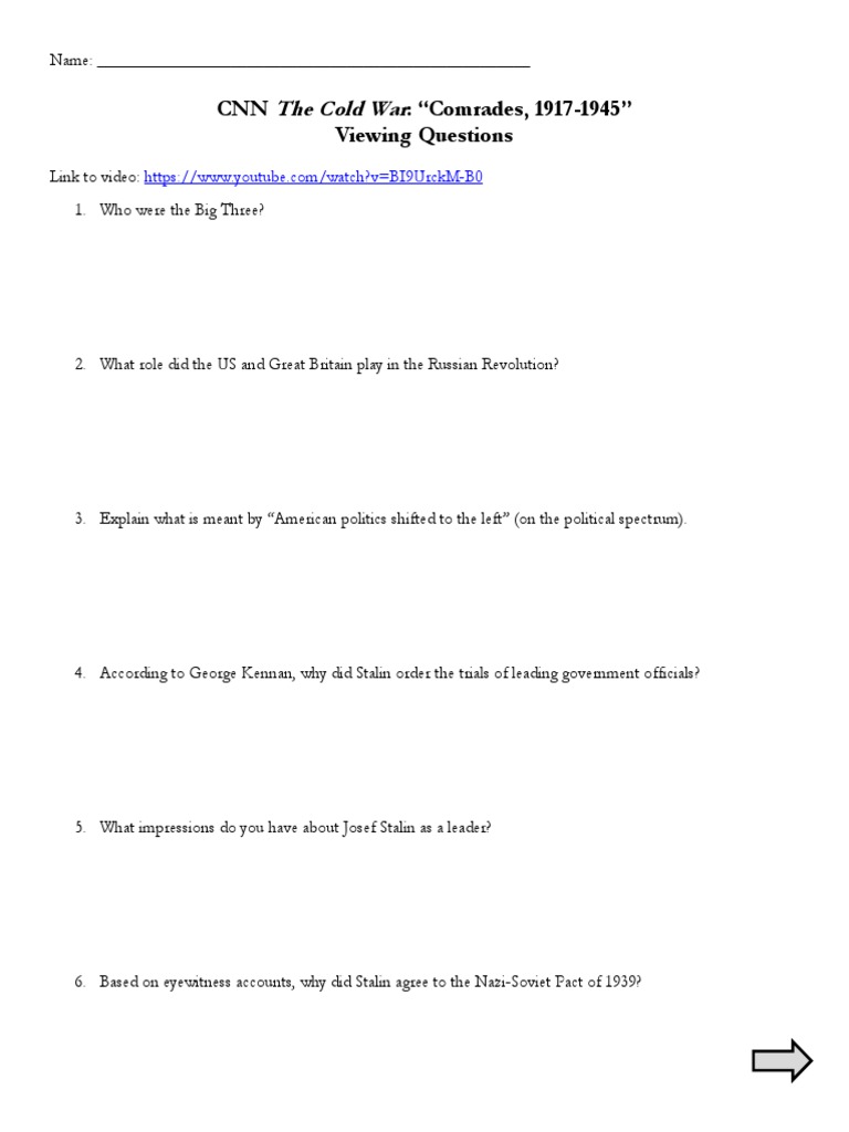 CNN Cold War - Comrades Viewing Questions | PDF