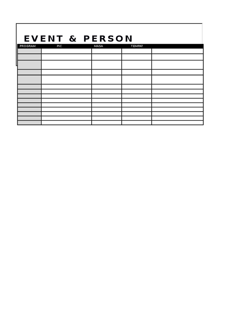 Event & Person Incharge: Program PIC Masa Tempat | PDF