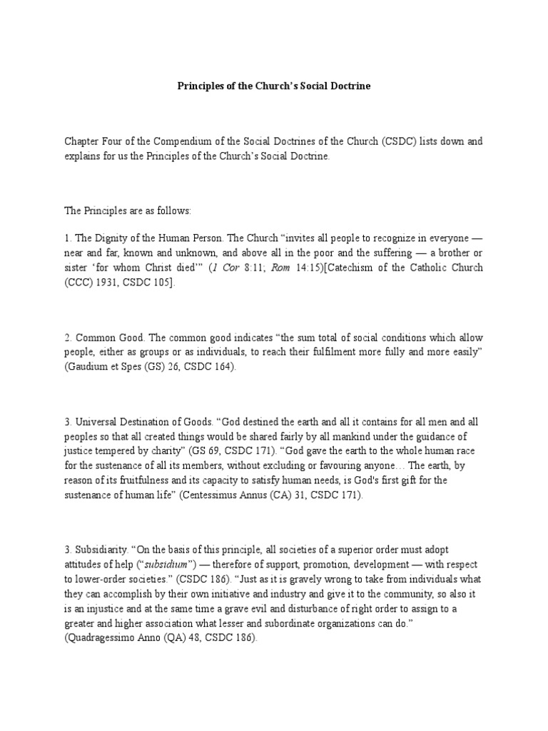 Principles of CST | PDF | Catholic Social Teaching | Common Good