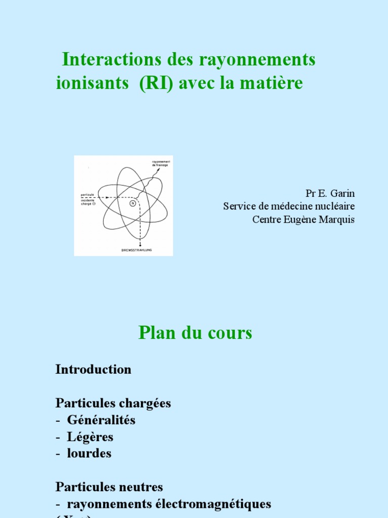 Interactions Des Rayonnements Ionisants (RI) Avec La Matière | PDF ...