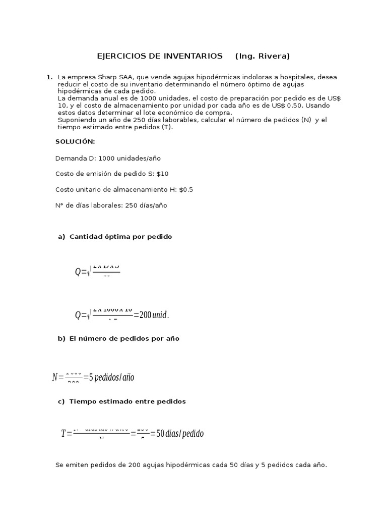 Inventarios Problemas! | PDF | Inventario | Gestión de la cadena de ...