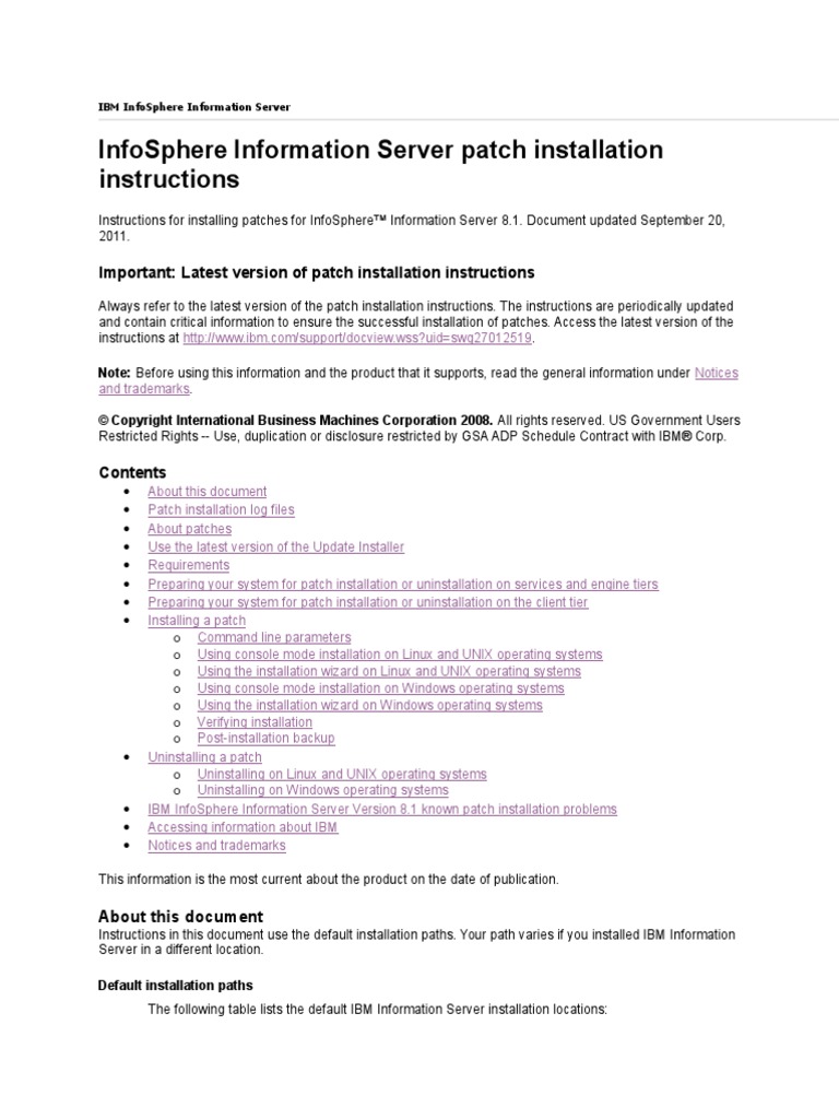 InfoSphere Information Server Patch Installation | PDF | Command Line ...
