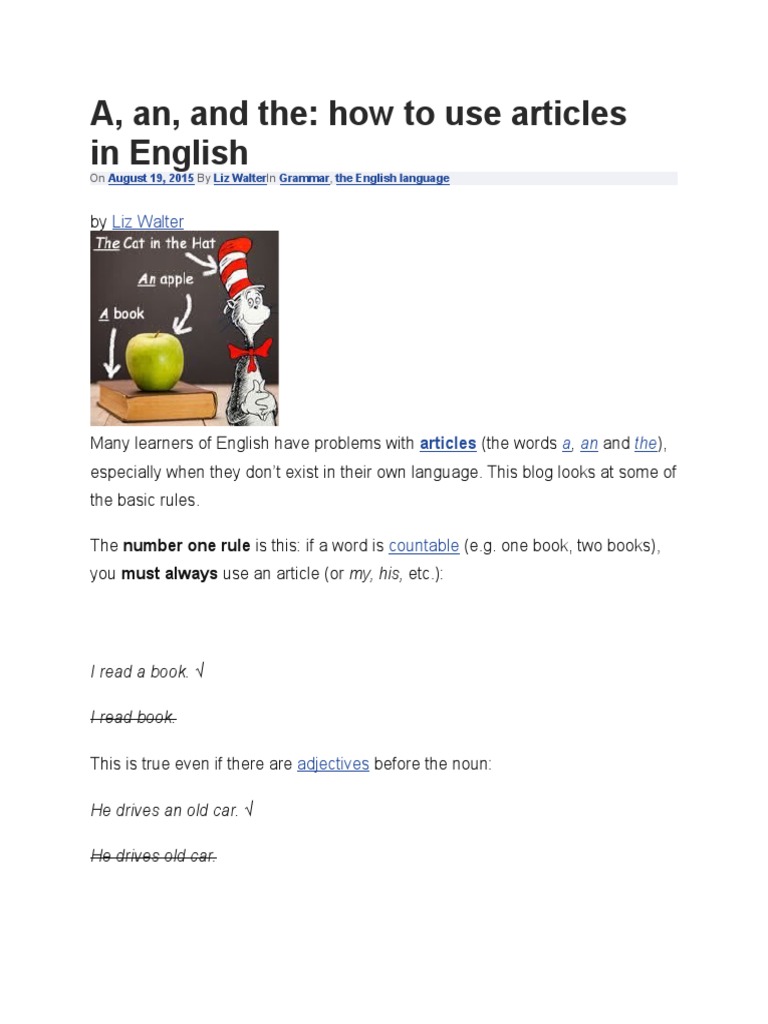 Using Articles - English Grammar | PDF