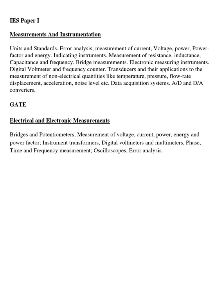 Measurement Instrumentation | PDF