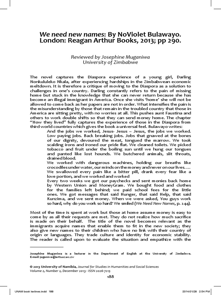 We Need New Names - Analysis PDF | PDF