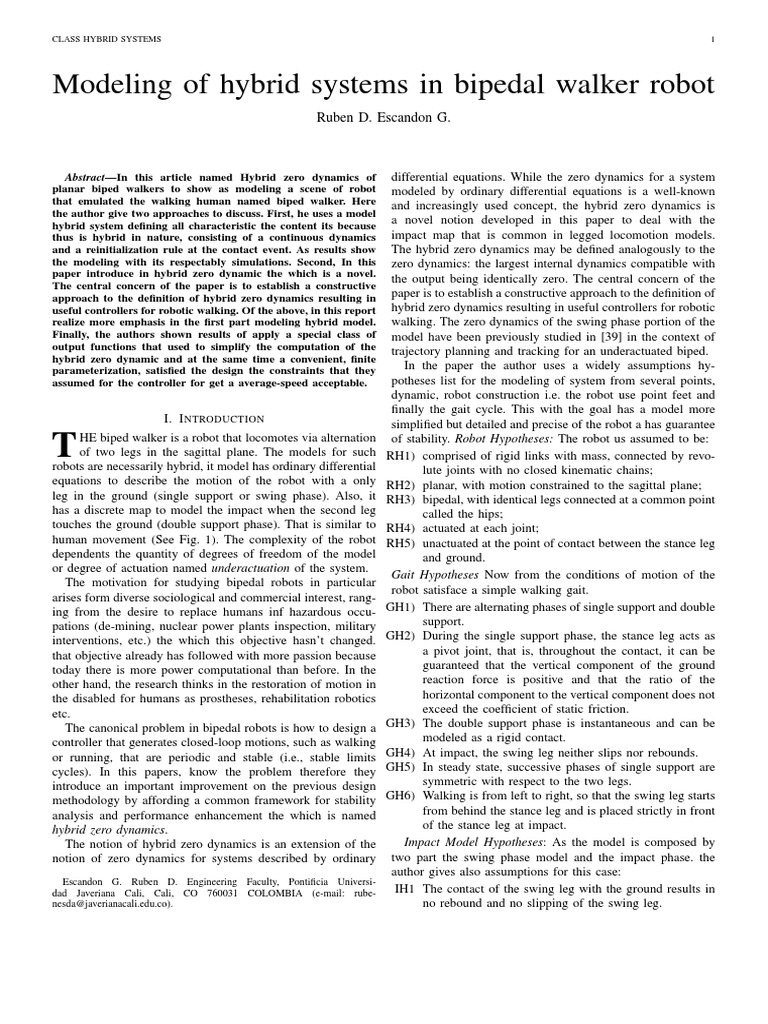 Modeling Hybrid Systems | PDF | Dynamical System | Bipedalism
