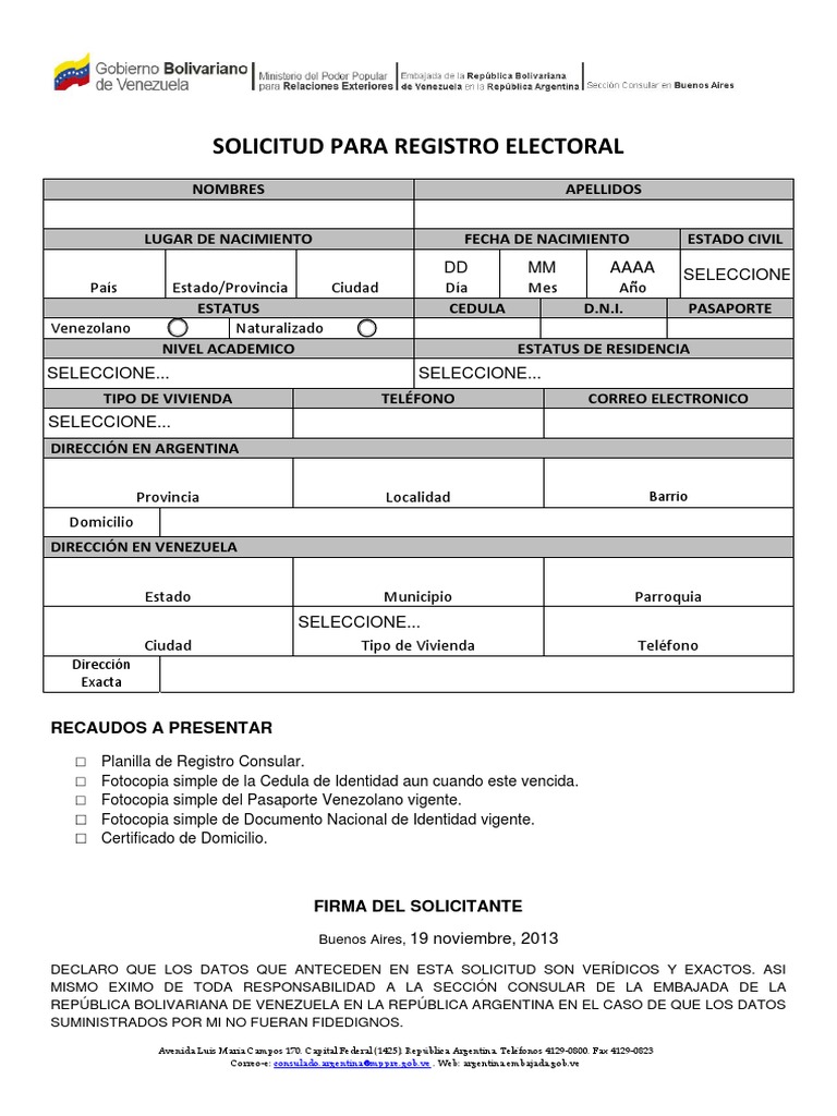 Solicitud de Registro Electoral. | PDF | Documentos oficiales | Gobierno y personalidad