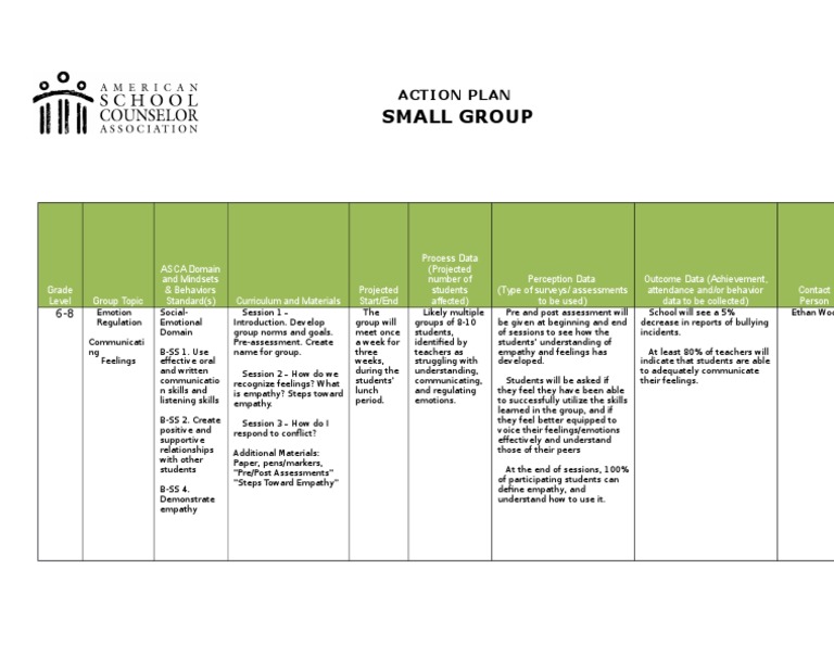 Small Group Action Plan | PDF | Empathy | Emotions
