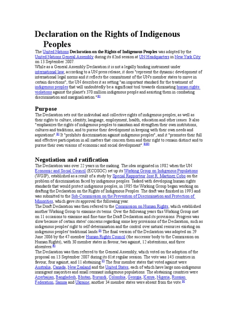 Declaration On The Rights of Indigenous Peoples | PDF | United Nations ...
