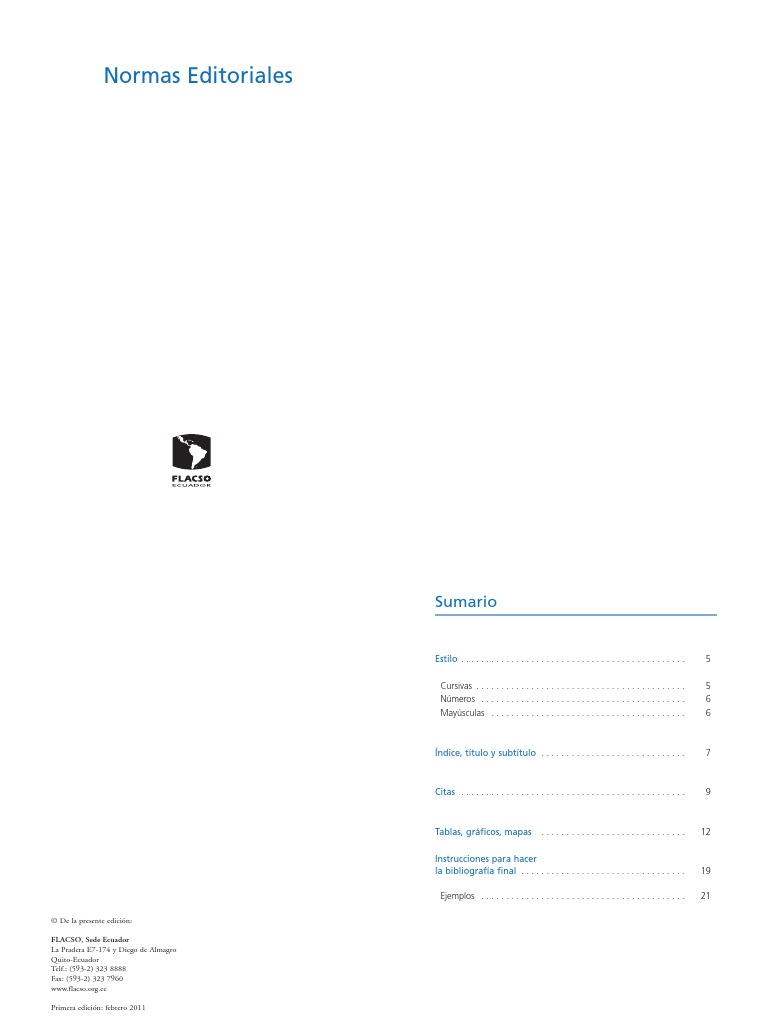 FLACSO Normas Editoriales PDF | PDF | Comillas | Escritura