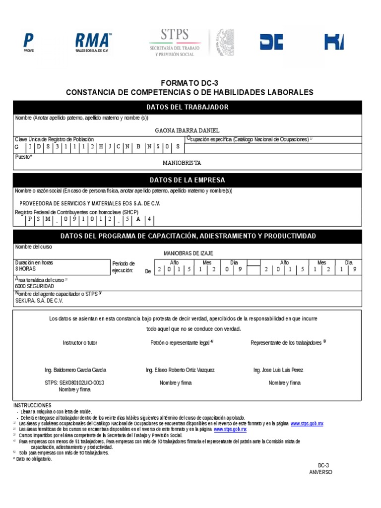 Formato DC 3 | PDF | Business