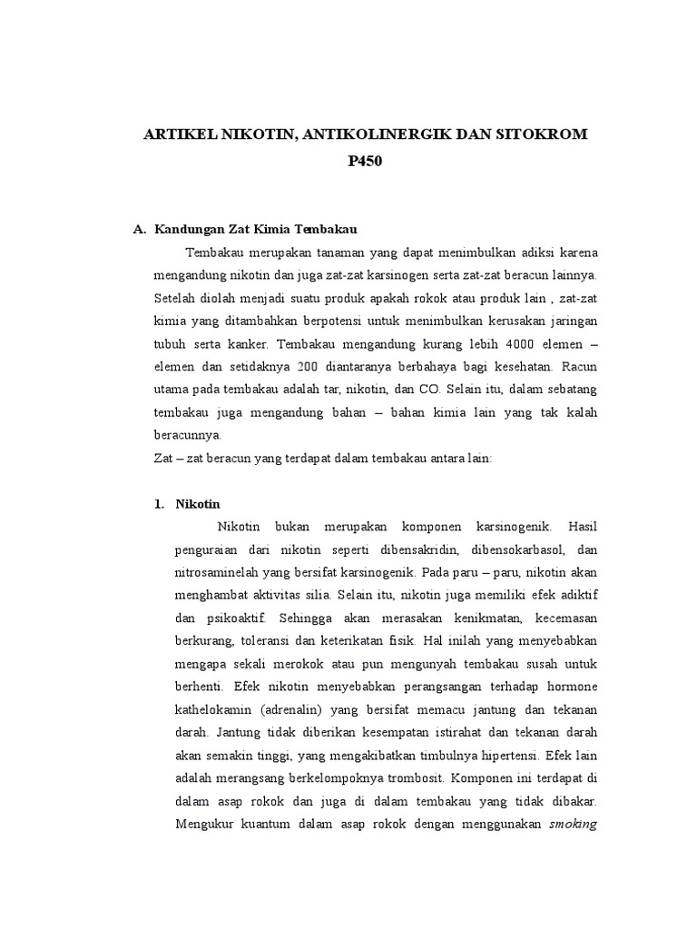Mekanisme Kerja Nikotin Dalam Tubuh | PDF