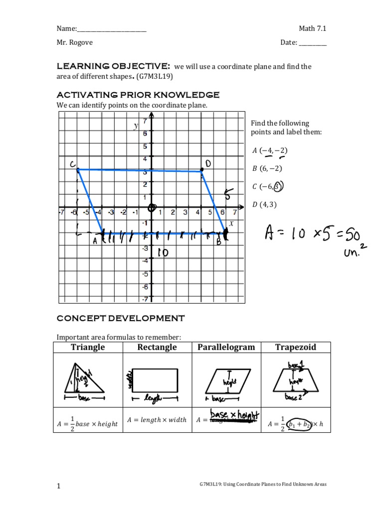 g7m3l19 - Unknown Area Problems On The Coordinate Plane | PDF | Area ...