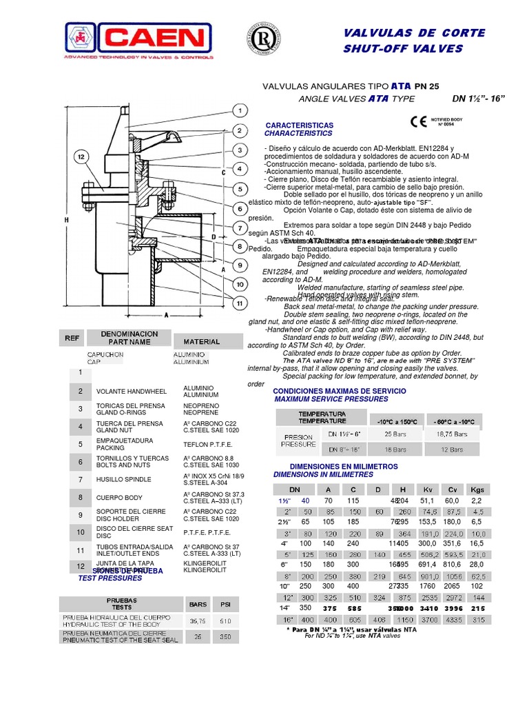 Válvula Manual Caen Ata PDF | PDF | Válvula | El plastico