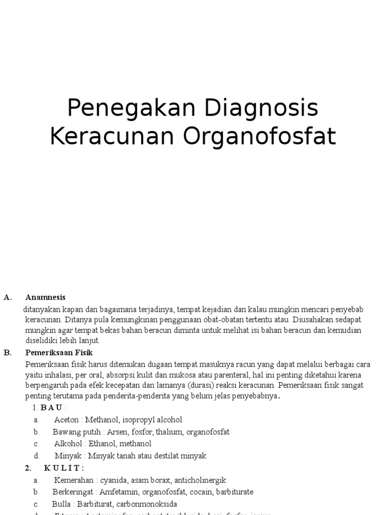 Penegakan Diagnosis Keracunan Organofosfat | PDF