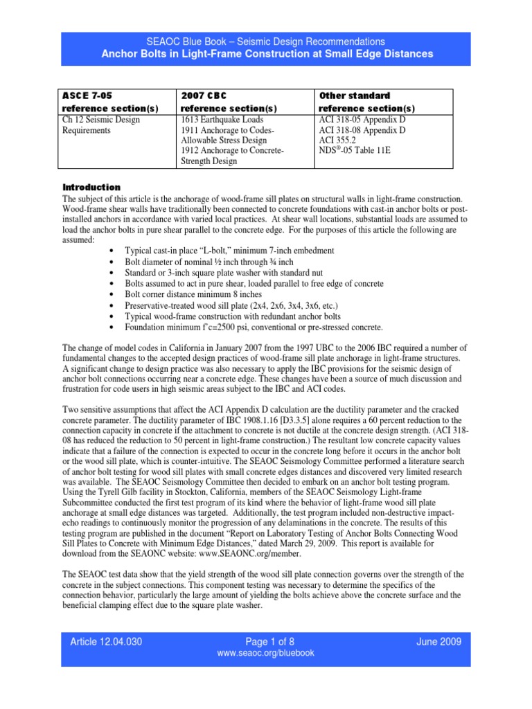 Anchor Bolts in Light-Frame Construction at Small Edge Distances PDF ...