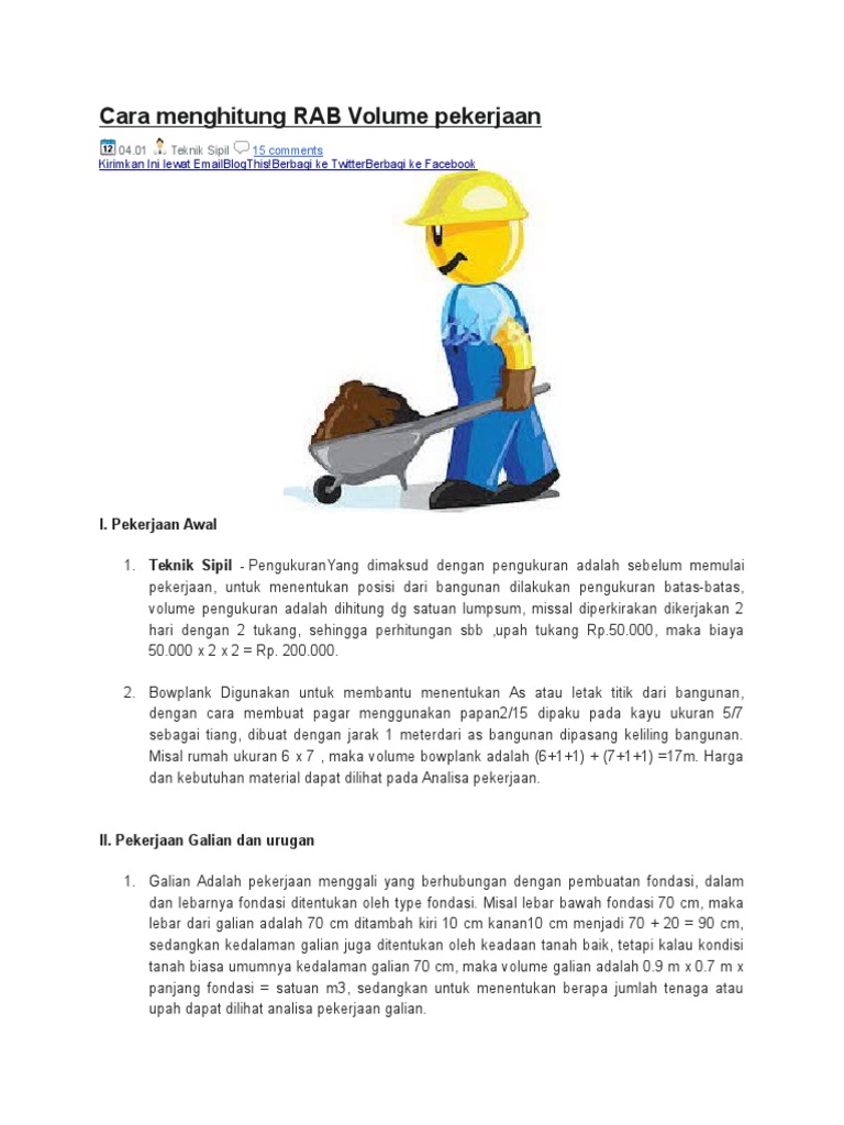 Cara Menghitung RAB Volume Pekerjaan | PDF
