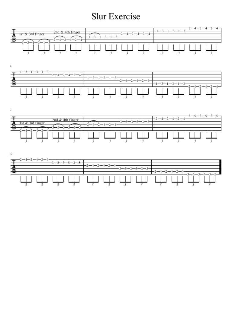 Slur Exercise: 1st & 3rd Finger 2nd & 4th Finger | PDF | Leisure | Sports