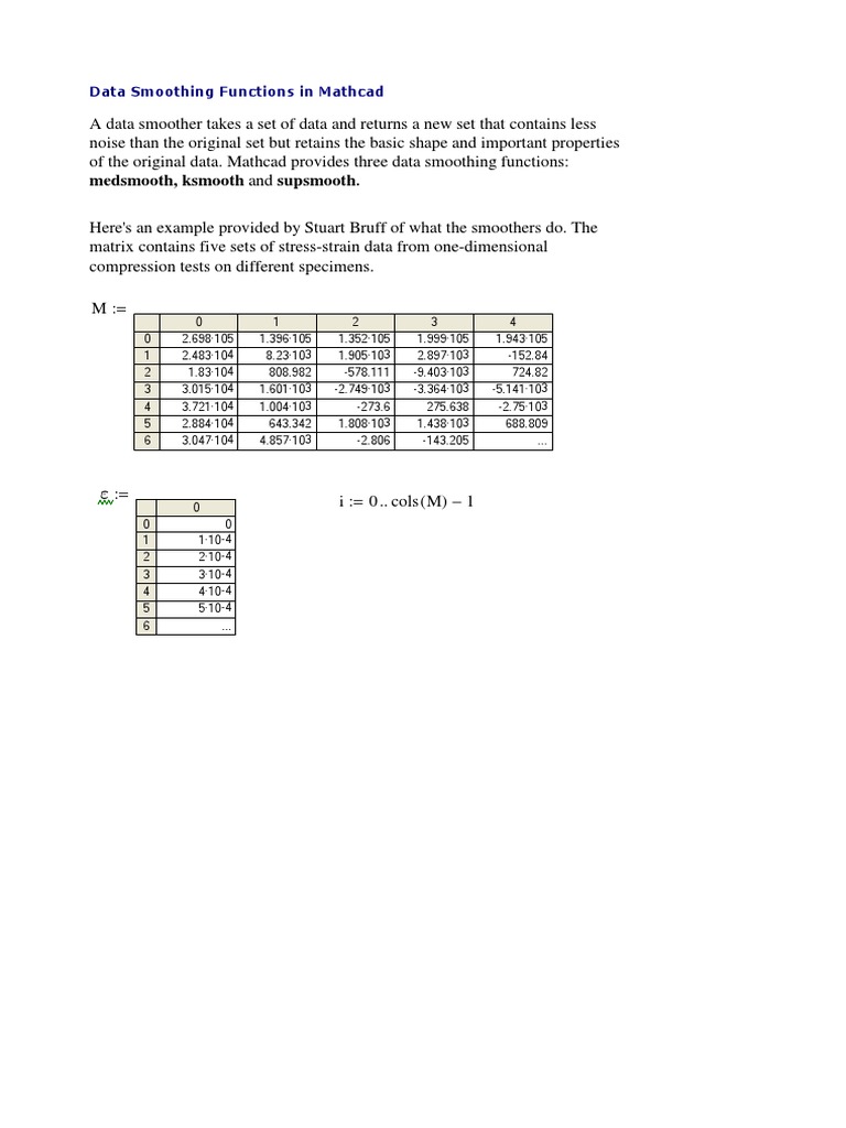 Data Smoothing Functions in Mathcad | PDF | Median | Applied Mathematics