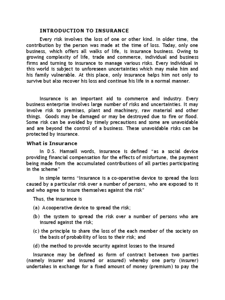 Introduction To Insurance | PDF | Life Insurance | Insurance