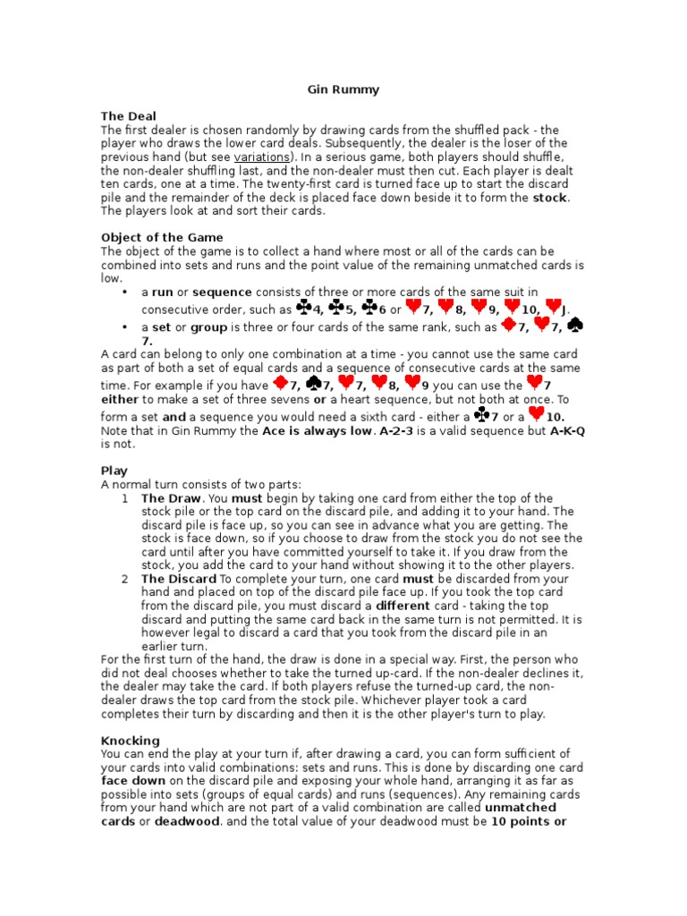 Card Game Rules | PDF | Rummy | Playing Cards