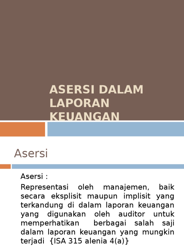 Bab 7 Asersi Dalam Laporan Keuangan | PDF
